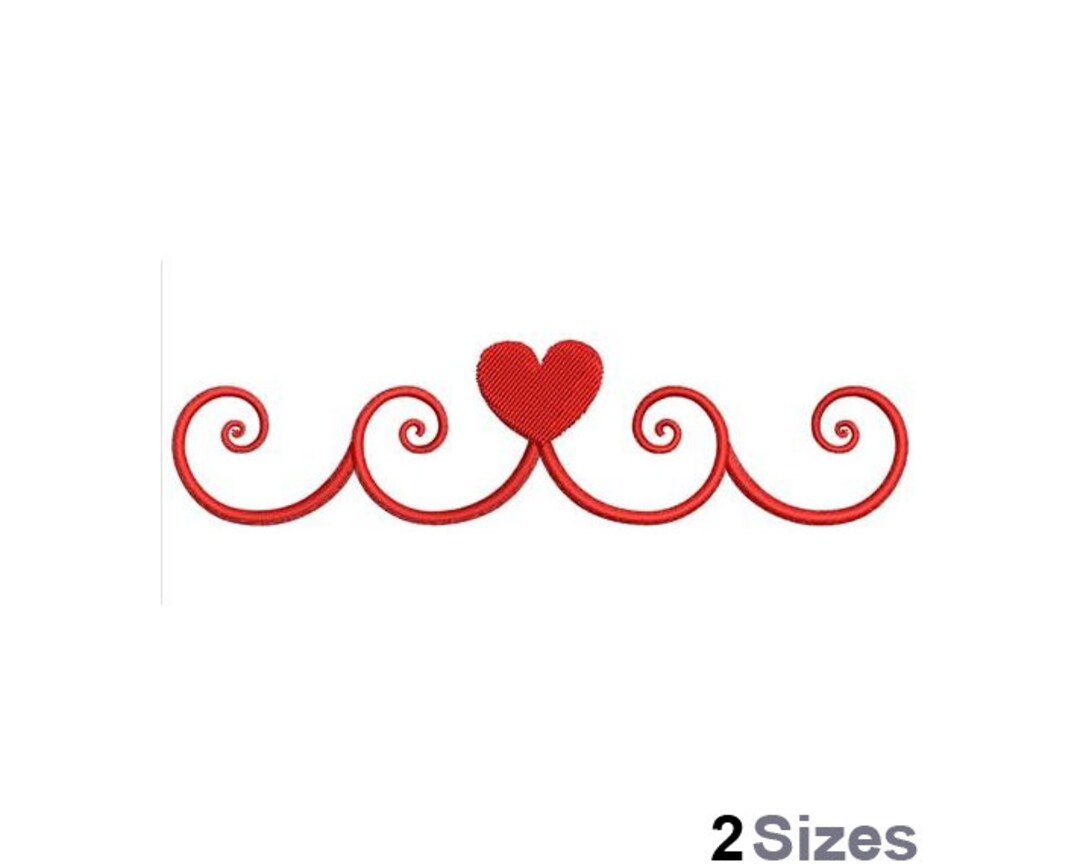 Heart Swirl Border - Machine Embroidery Design - 2 Sizes, Love Heart ...