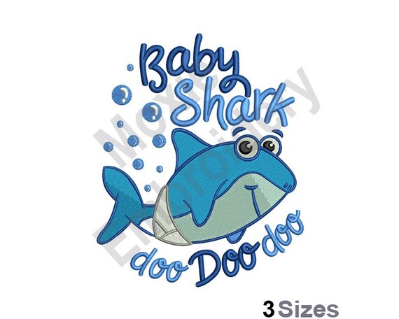 Baby Shark Machine Embroidery Design Shark Embroidery - Etsy