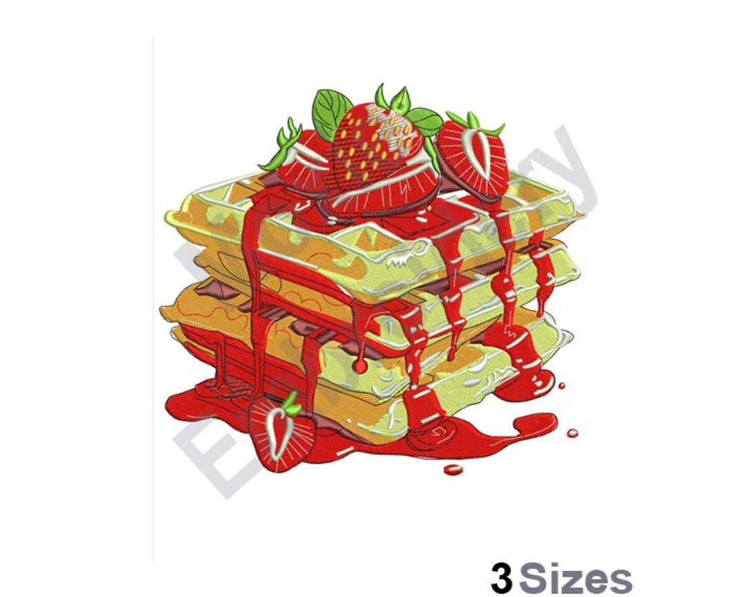 Strawberry Waffles - Machine Embroidery Design - 3 Sizes, Strawberry ...