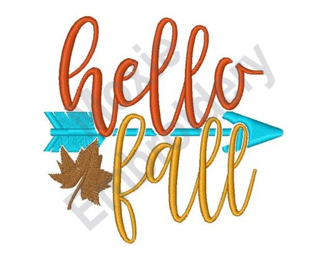 Hello Fall - Machine Embroidery Design, Autumn Leaf Embroidery Pattern ...