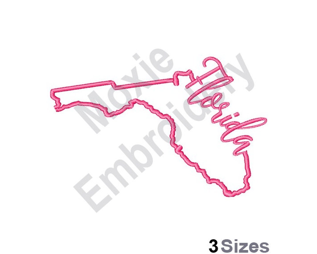 Florida State Map - Machine Embroidery Design, Florida Map Outline ...