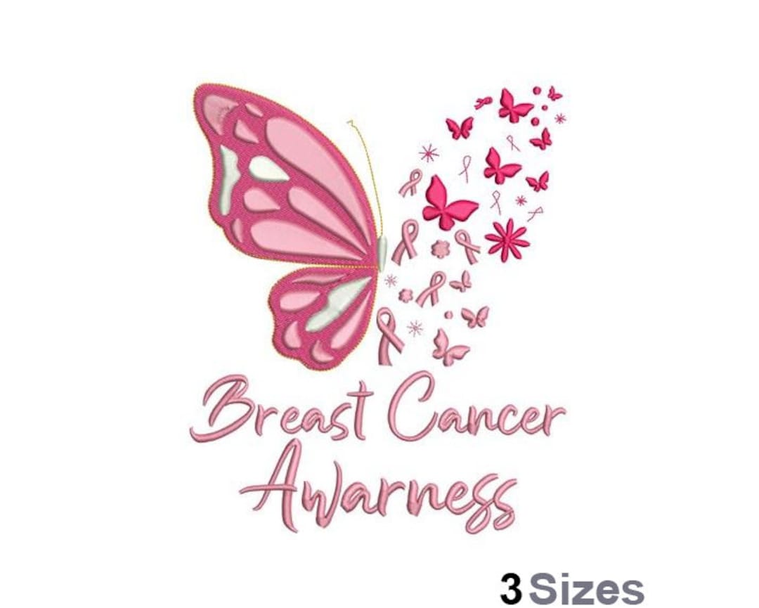 Breast Cancer Awareness Butterfly - Machine Embroidery Design - 3 Sizes ...