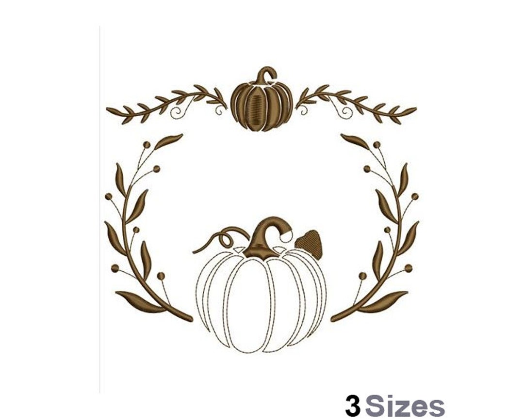 Fall Pumpkin - Machine Embroidery Design - 3 Sizes, Thanksgiving ...