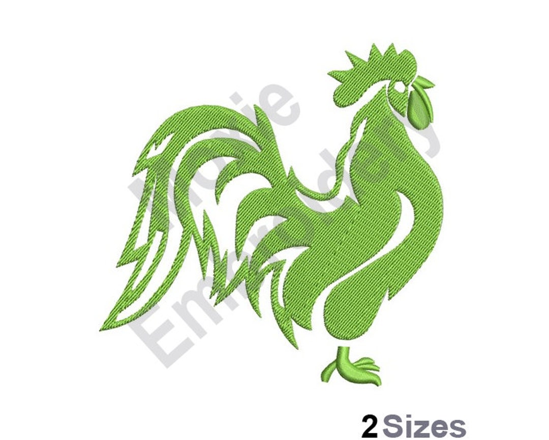 Green Rooster - Machine Embroidery Design, Rooster Silhouette ...
