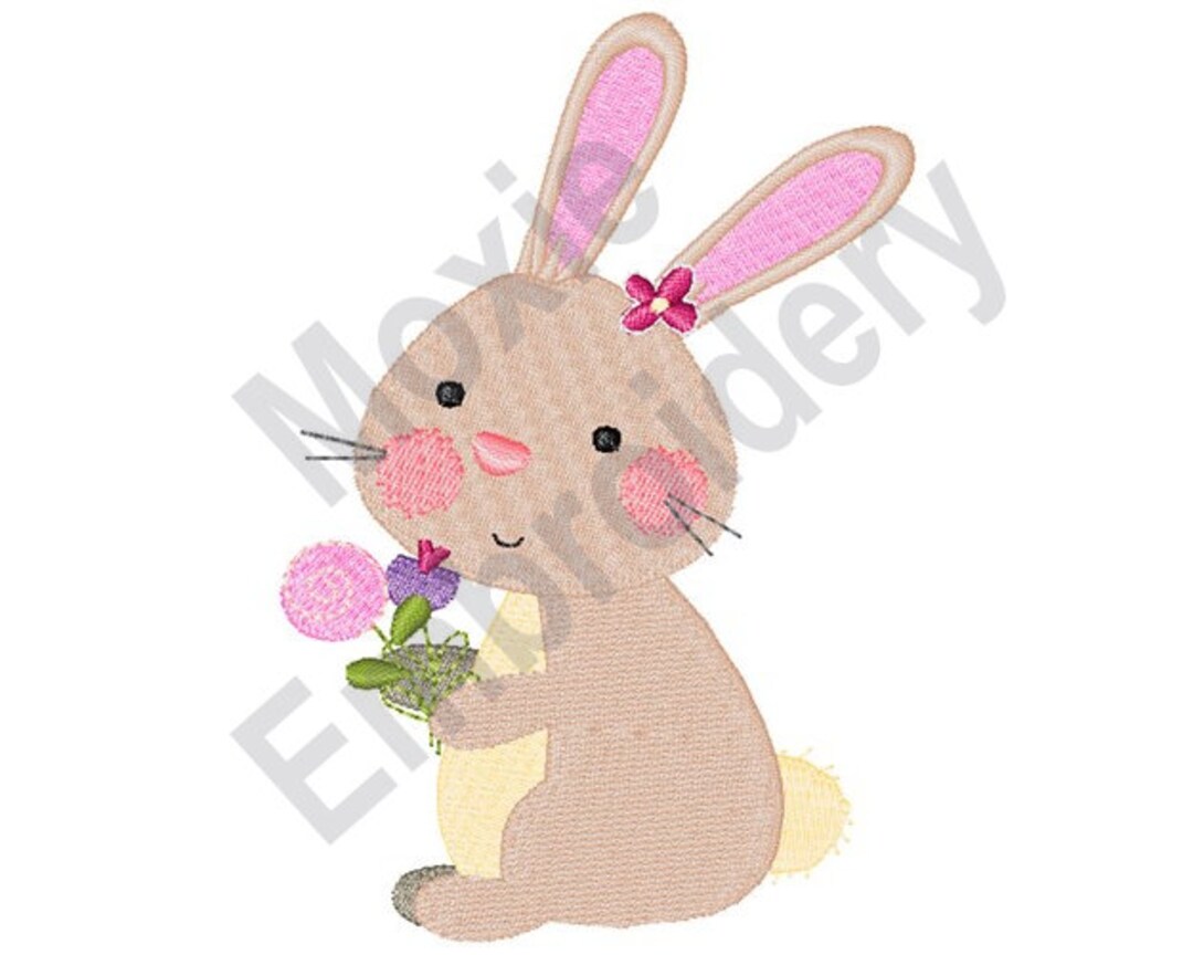 Woodland Bunny Machine Embroidery Design, Spring Bunny Embroidery ...