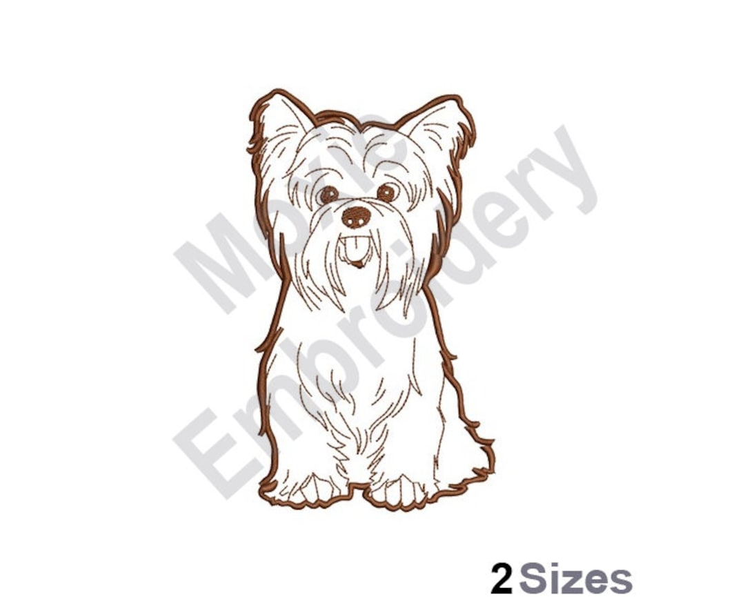 Yorkie Outline Machine Embroidery Design Yorkshire Terrier - Etsy