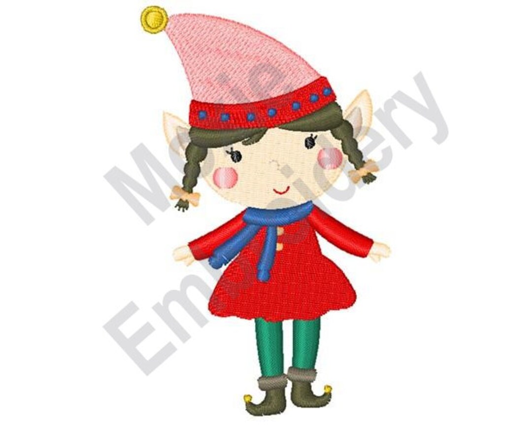 Elf Girl Machine Embroidery Design, Cute Elf Girl Embroidery Pattern ...