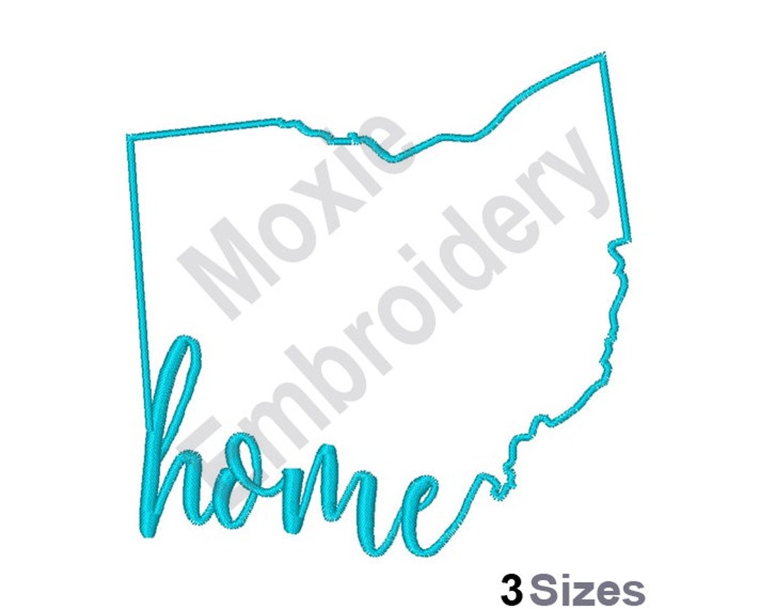 Ohio Home - Machine Embroidery Design, Ohio Map Outline Embroidery ...