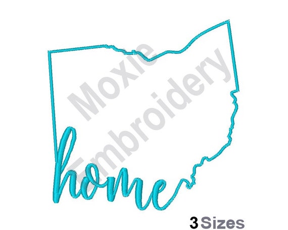 Ohio Home Machine Embroidery Design Ohio Map Outline - Etsy
