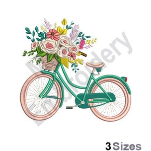 Flower Bicycle - Machine Embroidery Design - 3 Sizes, Flower Basket ...