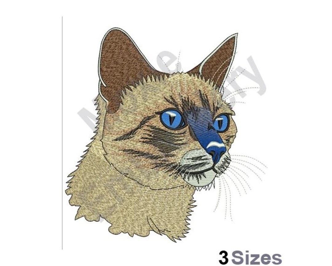 Blue Eyed Cat - Machine Embroidery Design - 3 Sizes, Siamese Cat ...