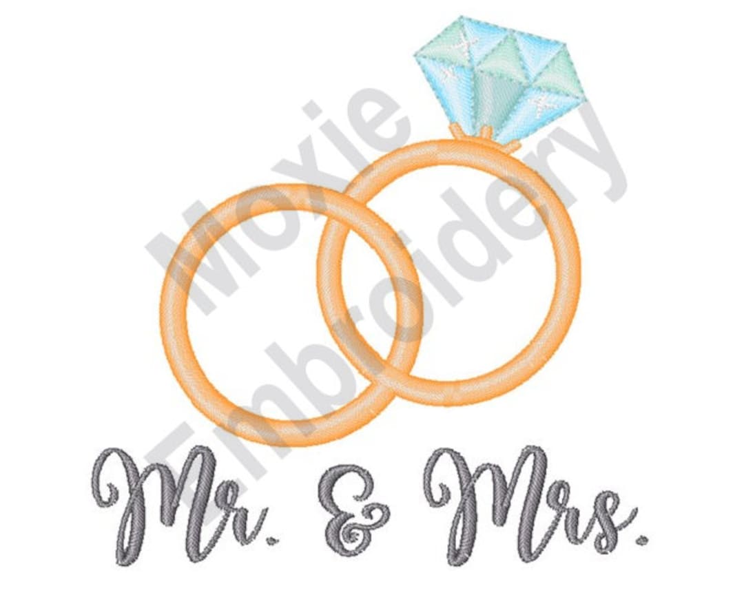 Mr & Mrs Rings - Machine Embroidery Design, Wedding Rings Embroidery ...