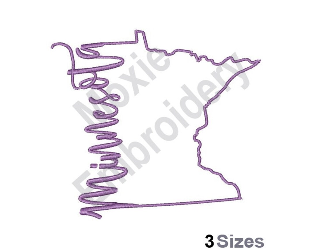 Minnesota State Map - Machine Embroidery Design, Minnesota State ...