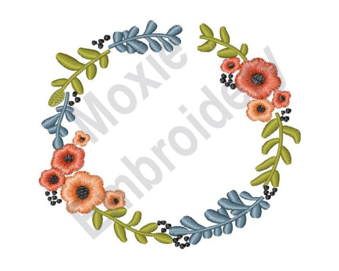 Flower Wreath - Machine Embroidery Design, Hibiscus Wreath Embroidery ...