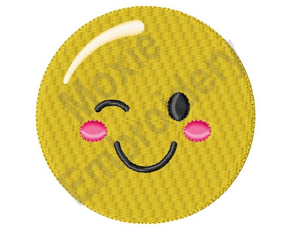 Winking Smiley Machine Embroidery Design Smiling Emoji Face - Etsy