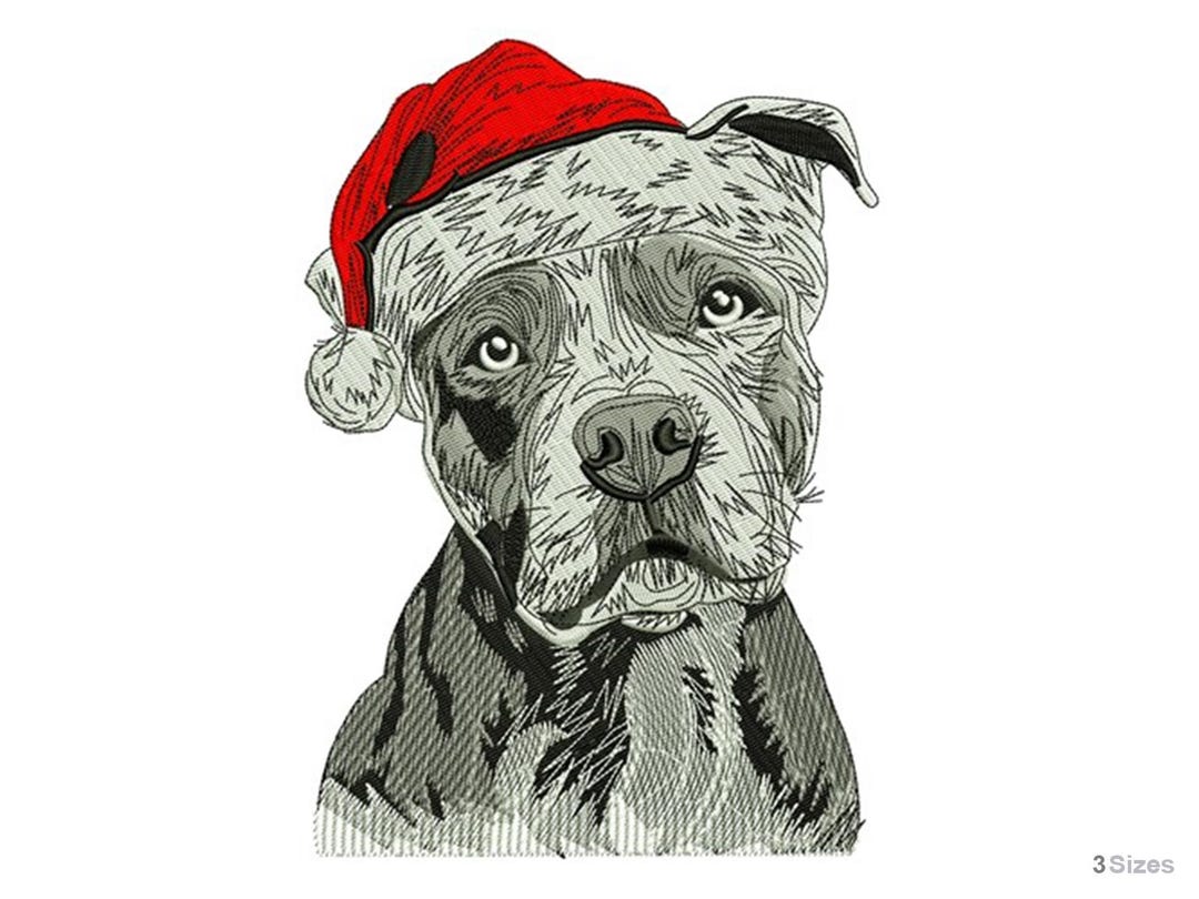 Christmas American Staffordshire Terrier - Machine Embroidery Design ...