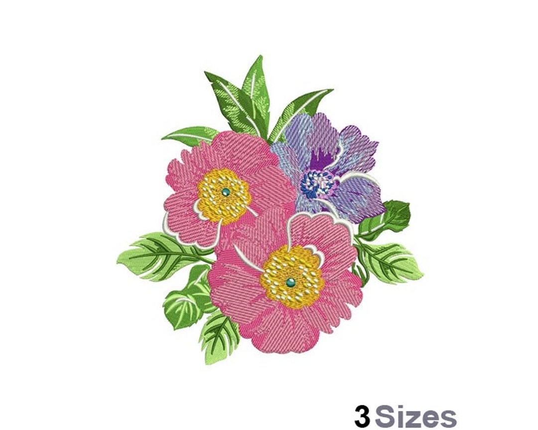 Flowers Arrangement - Machine Embroidery Design - 3 Sizes, Floral ...