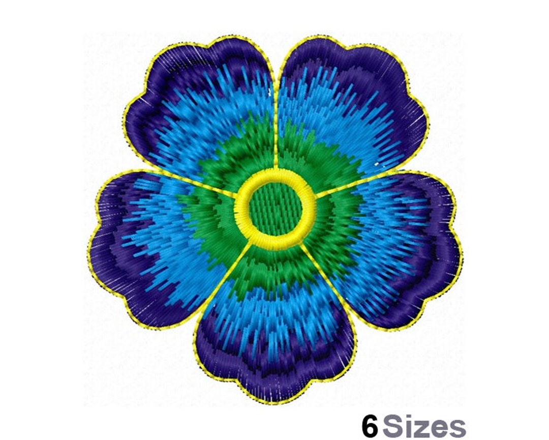 Blue Bloom - Machine Embroidery Design - 6 Sizes, Blue Flower ...