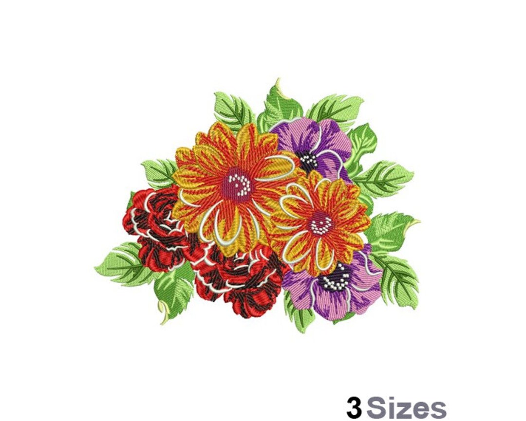 Flowers - Machine Embroidery Design - 3 Sizes, Floral Arrangement ...