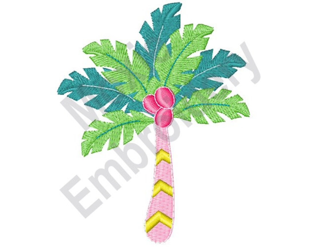 Colorful Palm Tree Machine Embroidery Design, Tropical Tree Embroidery ...