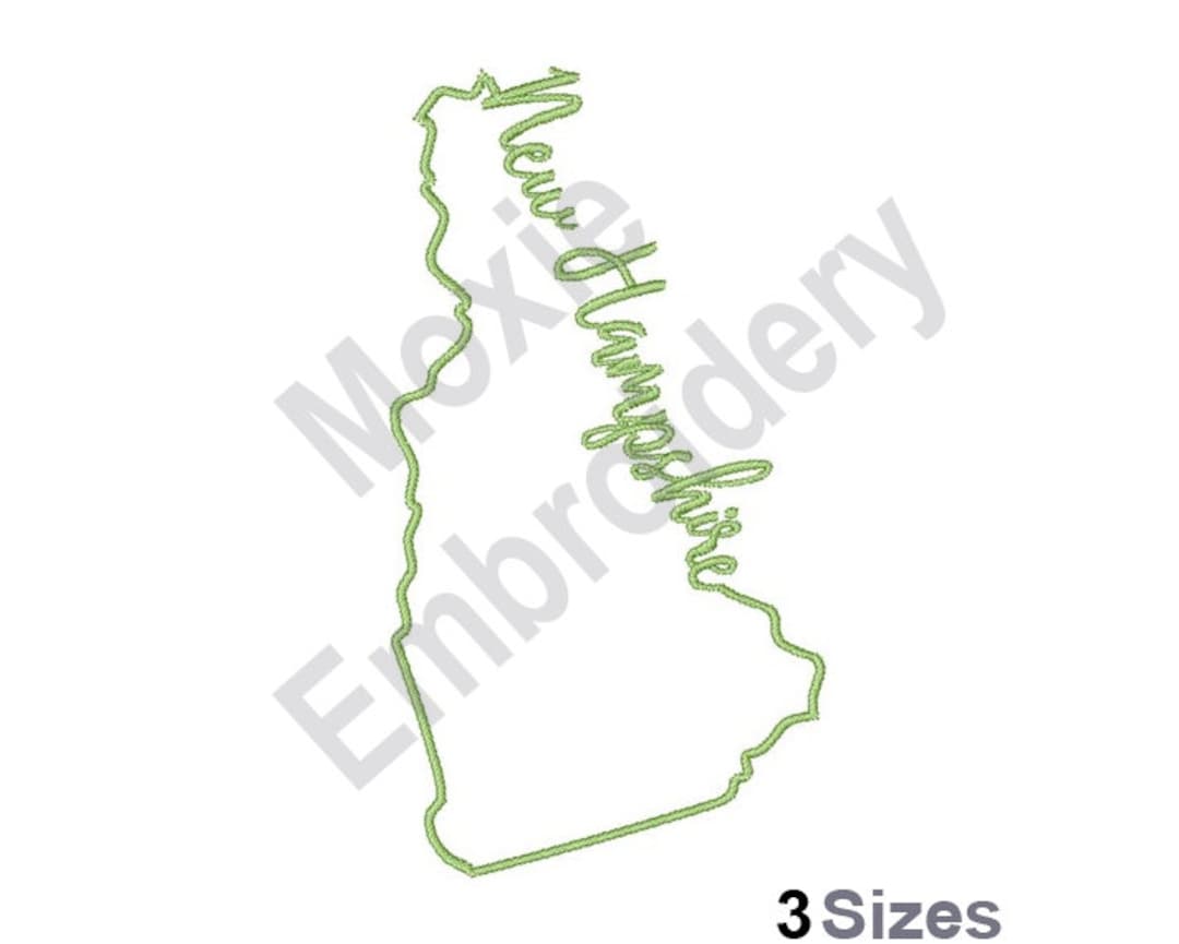 New Hampshire State - Machine Embroidery Design, New Hampshire Map ...