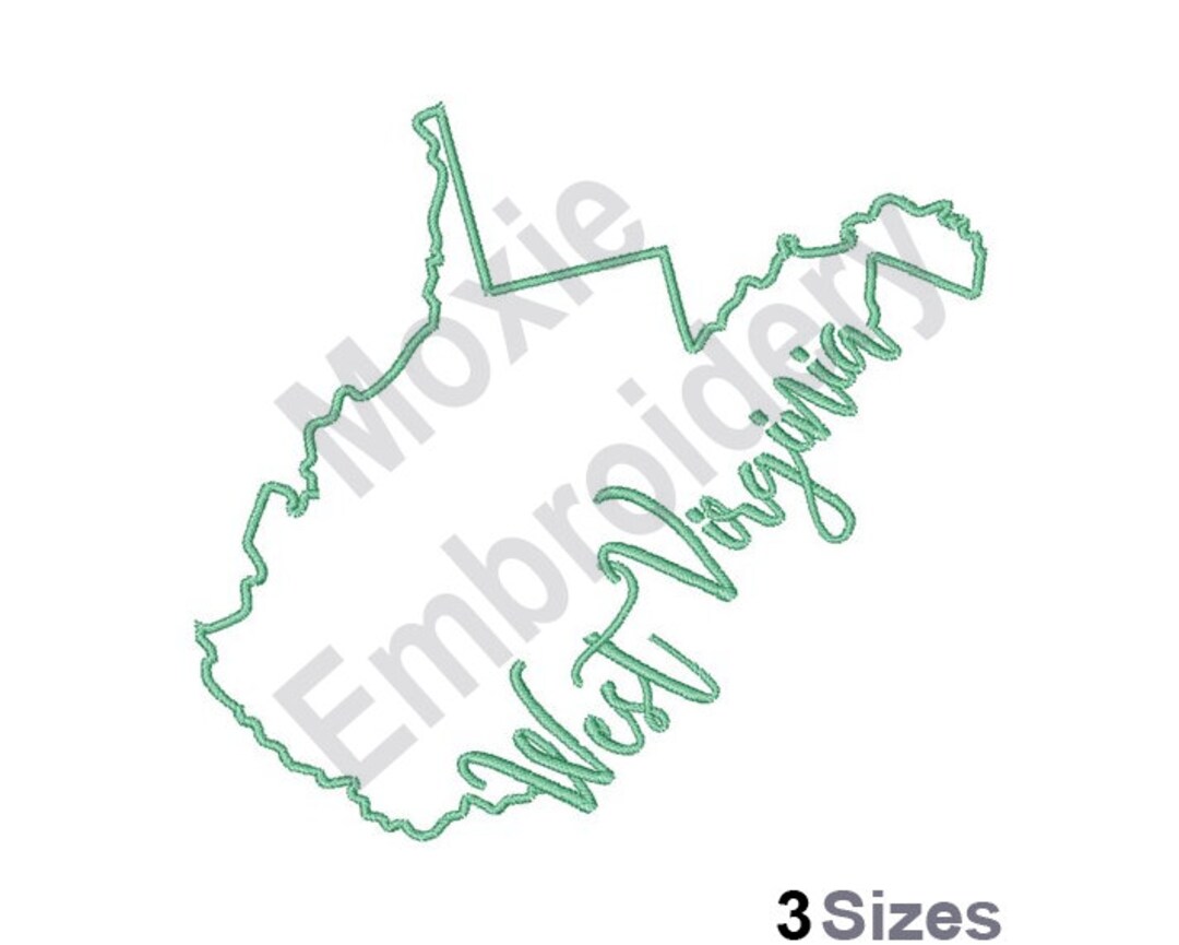 West Virginia State Map - Machine Embroidery Design, West Virginia ...