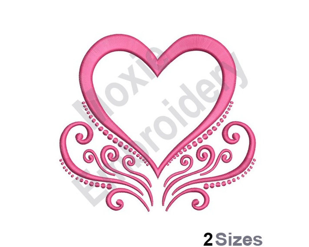 Victorian Heart - Machine Embroidery Design, Love Heart Outline ...