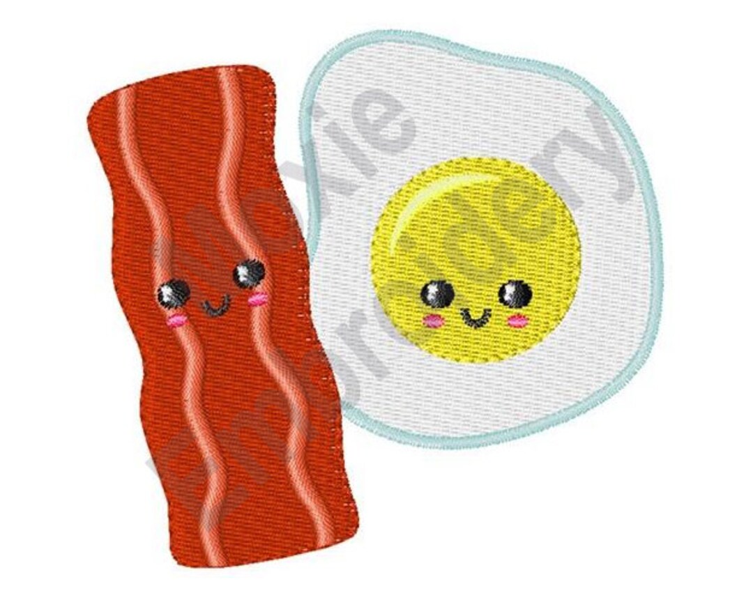Bacon & Eggs - Machine Embroidery Design, Kawaii Bacon Embroidery ...