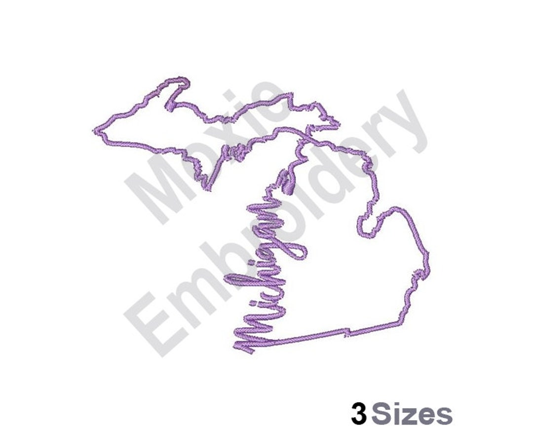 Michigan State Map - Machine Embroidery Design, Michigan State Map ...