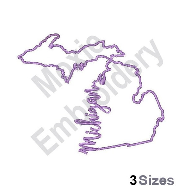 Embroidery Design Michigan Outline - Etsy