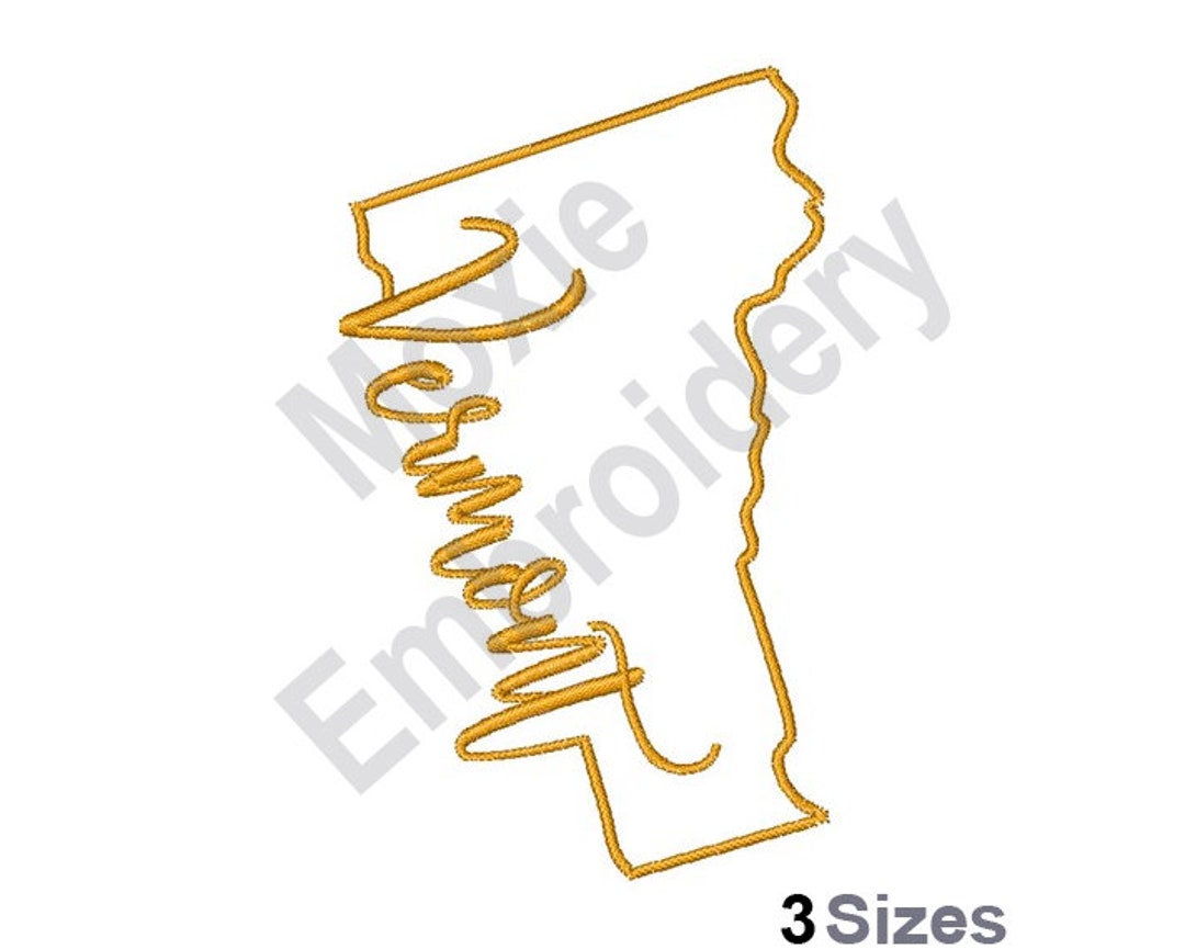 Vermont State Map - Machine Embroidery Design, Vermont Outline ...