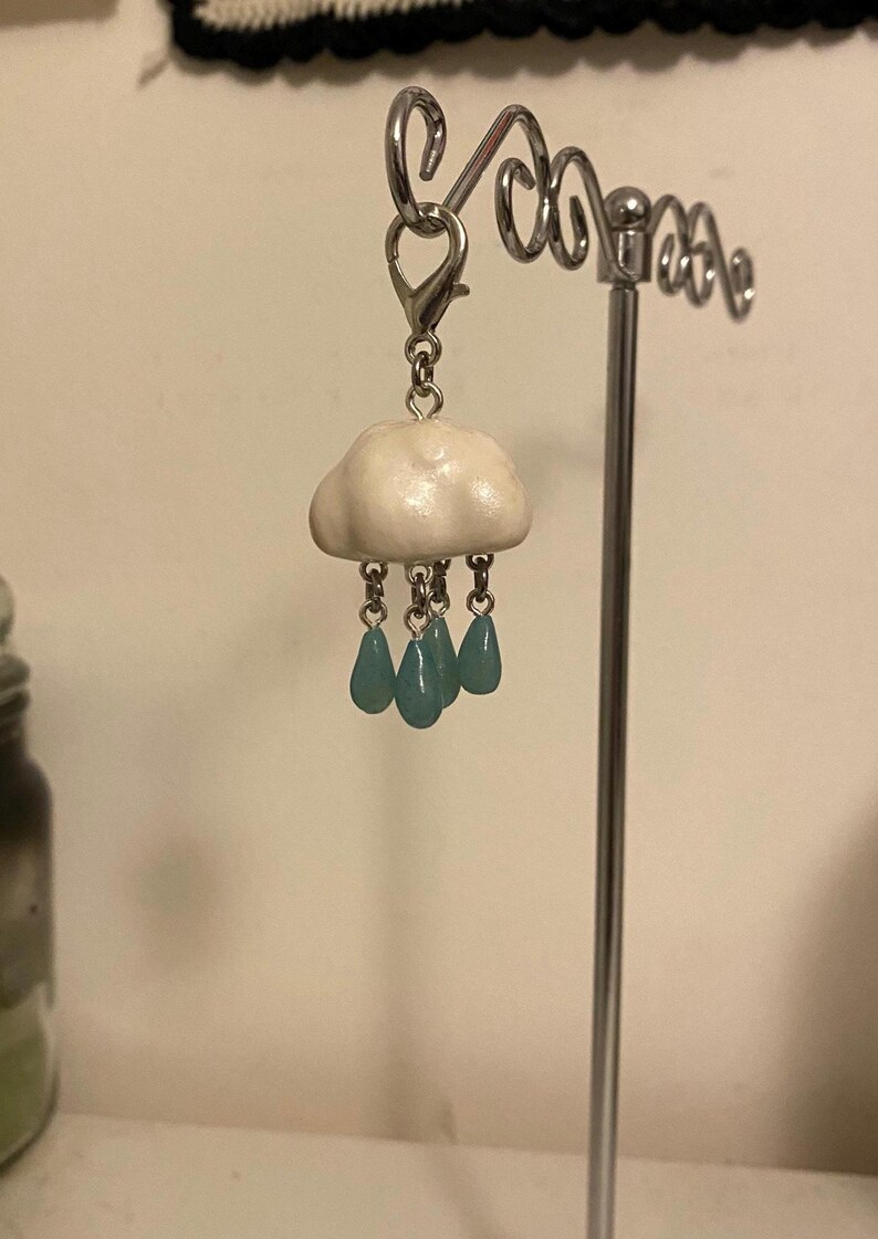Ethereal Rainy/starry Cloud Keychains - Polymer Clay Cloud Trinkets ...