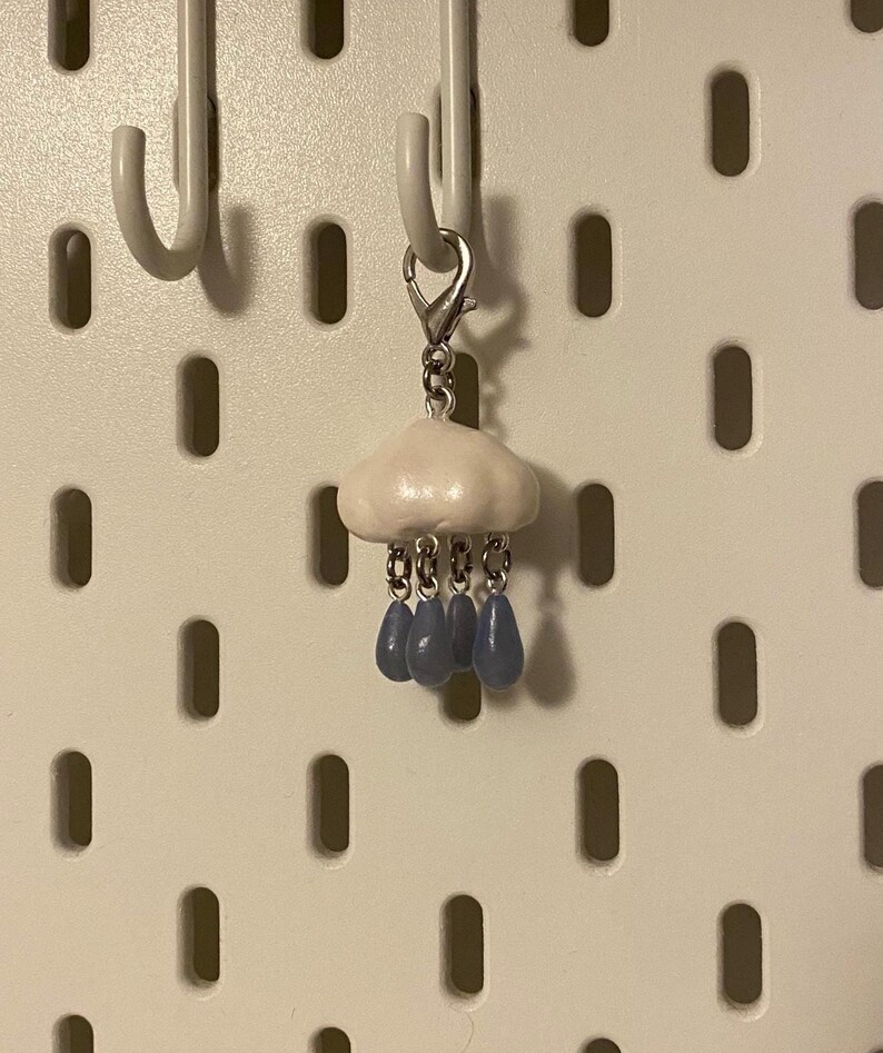 Ethereal Rainy/starry Cloud Keychains - Polymer Clay Cloud Trinkets ...