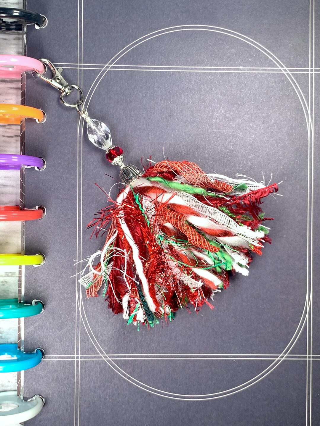 Candy Cane Trail Beaded Planner OR Bag Tassel fluffy Tassel, Junk ...