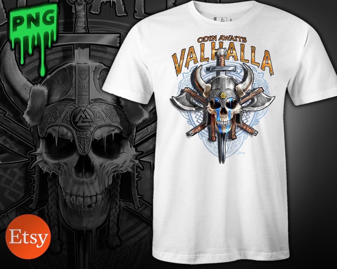 Valhalla Viking Skull Art 300 Dpi PNG -- Motorcycle Skull,biker Skull ...