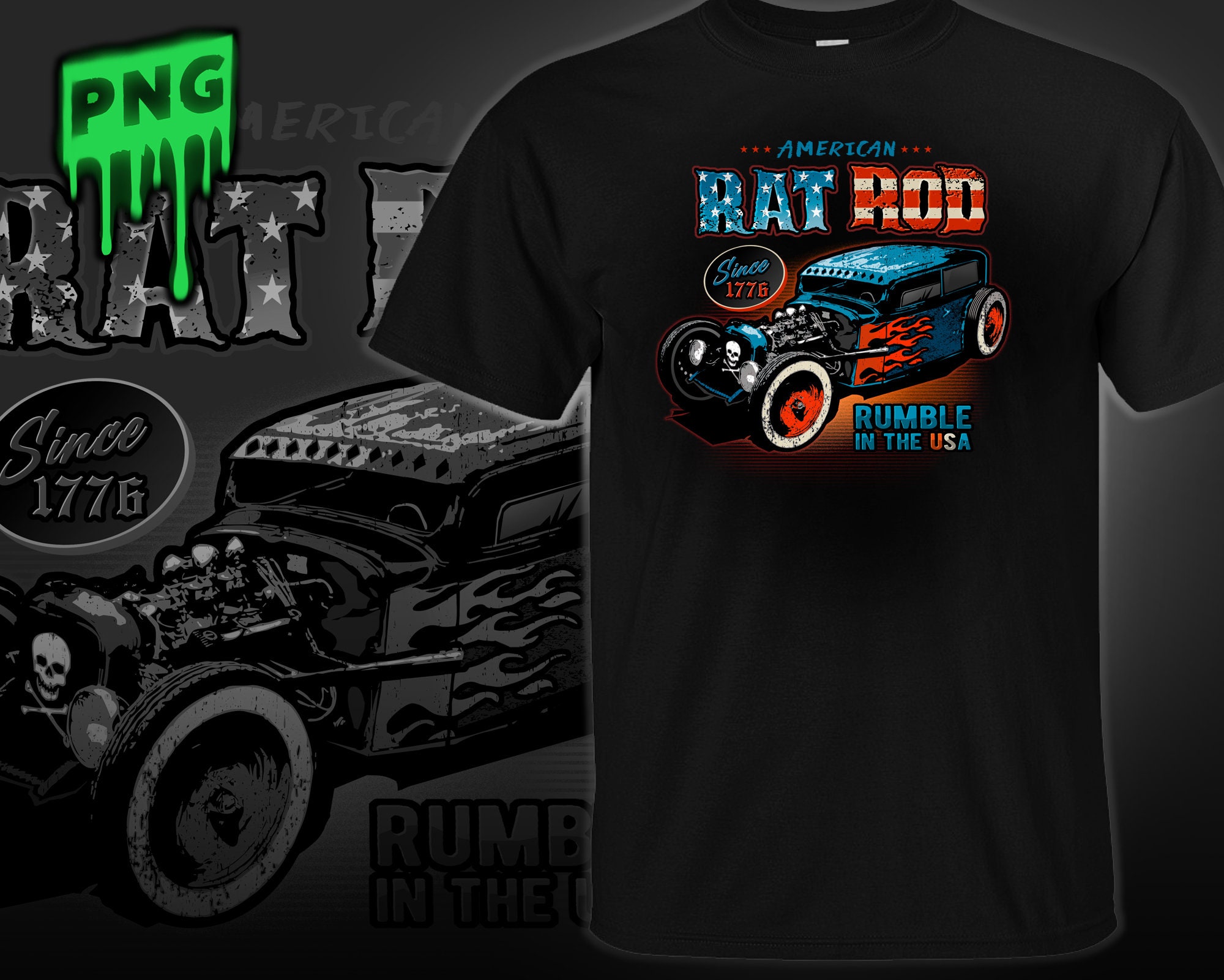 American Rat Rod Sublimation and Transfer Design - 300dpi PNG, Instant ...
