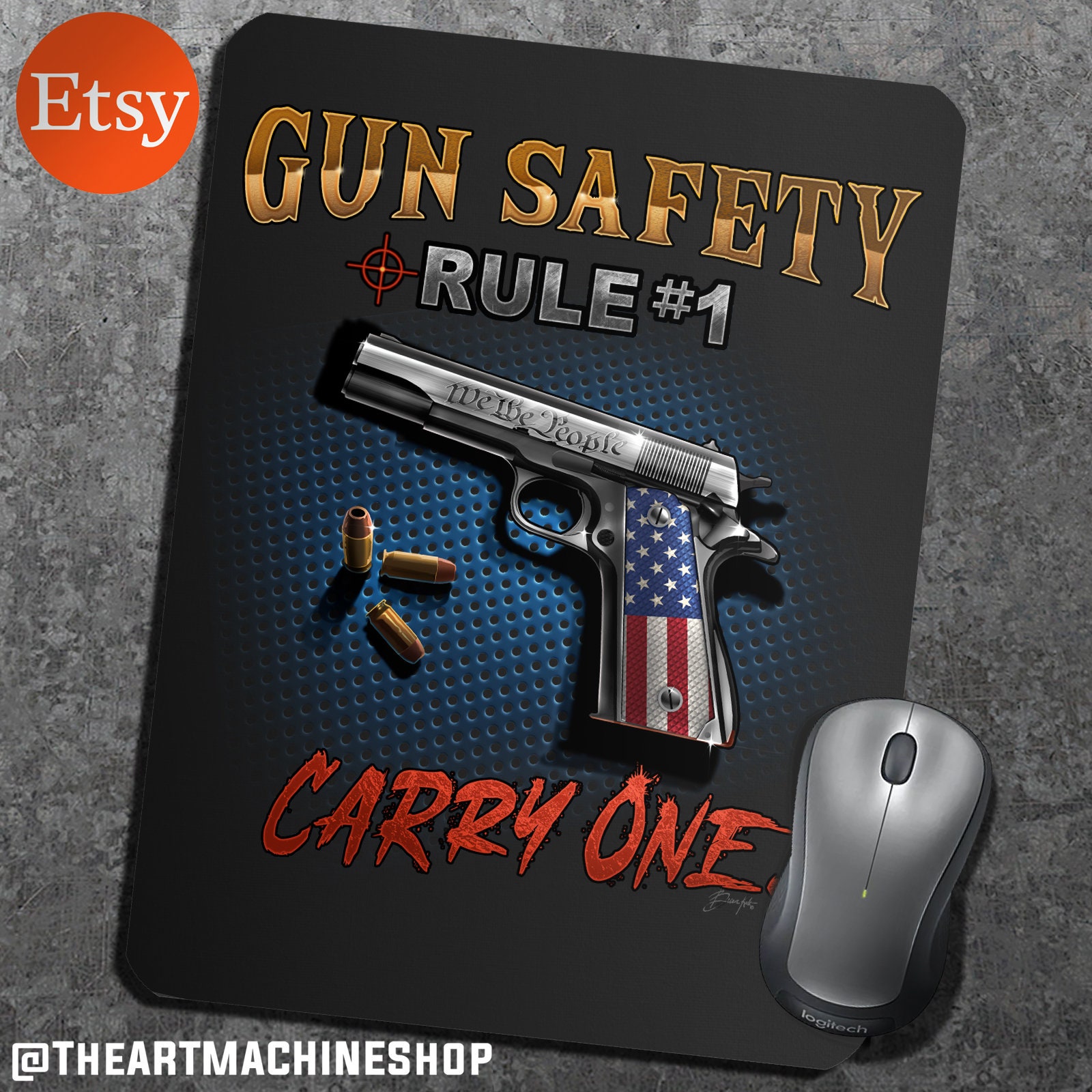 Second Amendment Gun Safety Rules With We the People Patriotic Flag ...