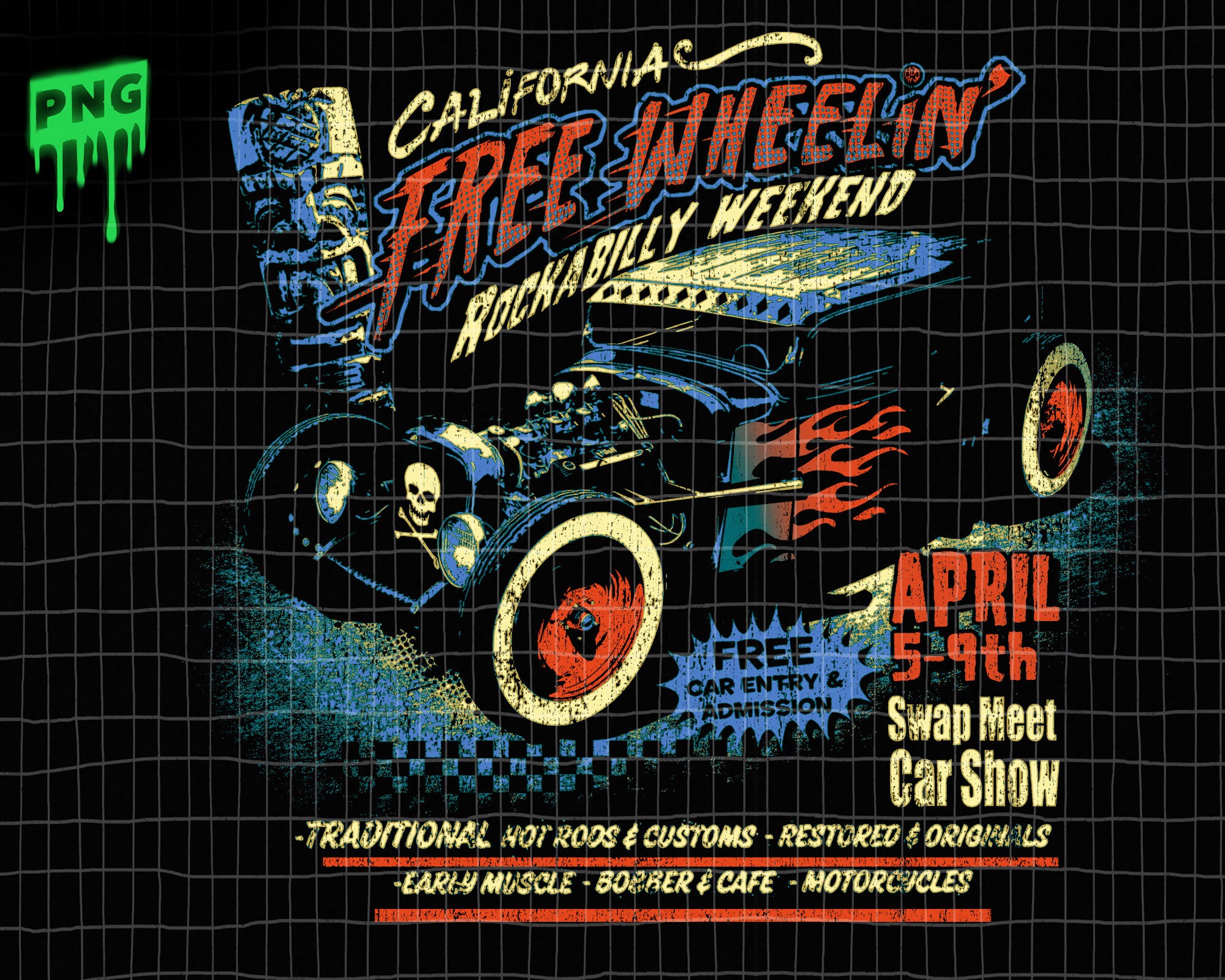 California Rat Rod Swap Meet Art Instant Download PNG Art for BLACK ...
