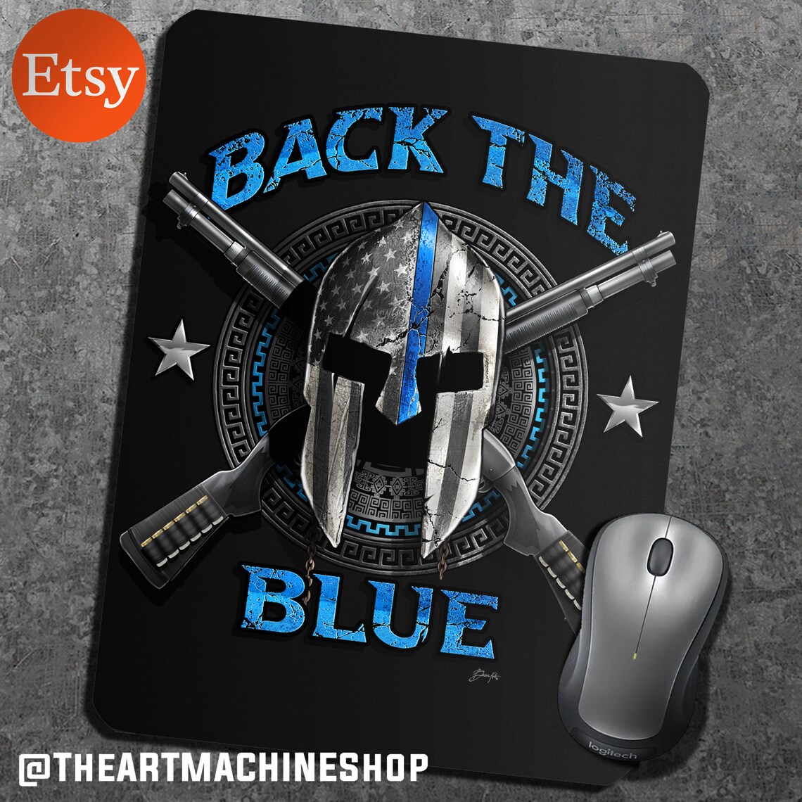 Back the Blue Spartan Helmet With Shotguns 300dpi Instant Digital ...