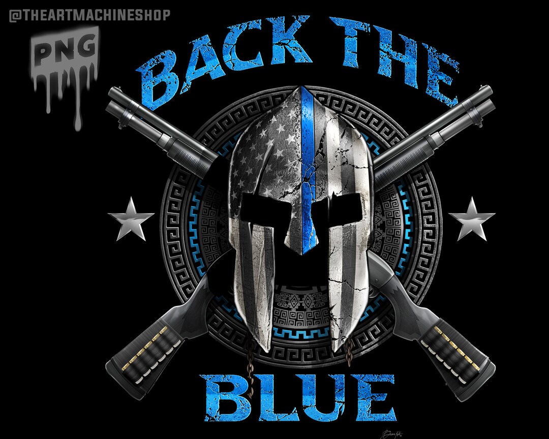 Back the Blue Spartan Helmet With Shotguns - 300dpi Instant Digital ...