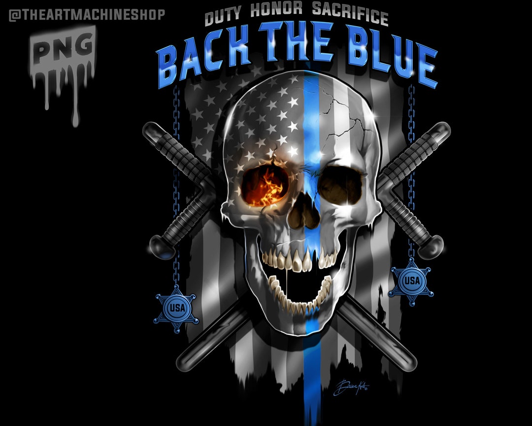 Back the Blue Skull Image. 300dpi Instant Download, Back the Blue Thin ...