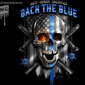 Back the Blue Skull Image. 300dpi Instant Download, Back the Blue Thin ...
