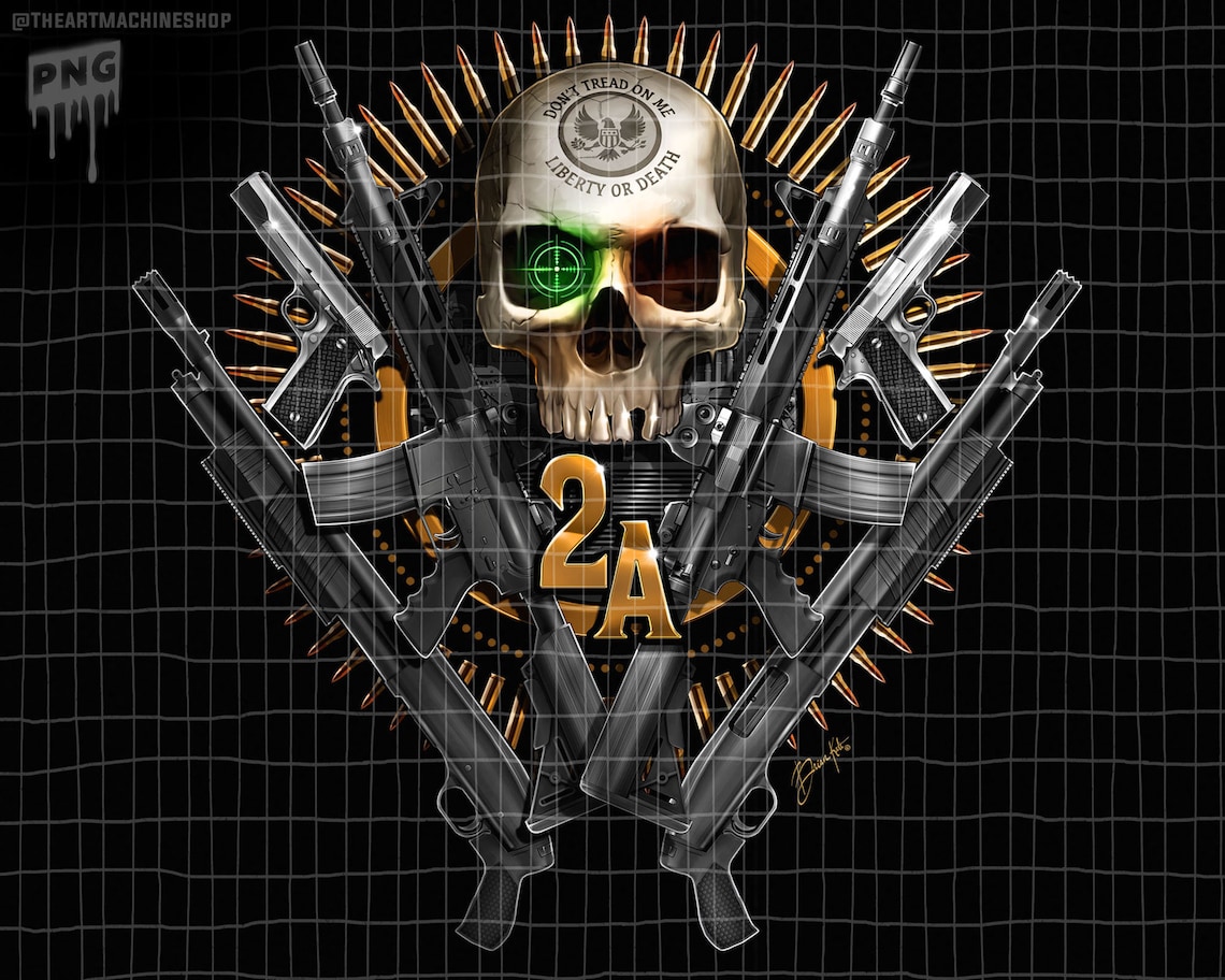 Second Amendment Skull With Guns PNG 300dpi, Digital Art, Transfer ...