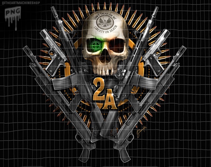 Second Amendment Skull With Guns PNG 300dpi, Digital Art, Transfer ...