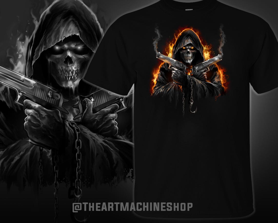 Grim Reaper Holding Crossed Guns, Clipart 300dpi, PNG| Halloween Grim ...
