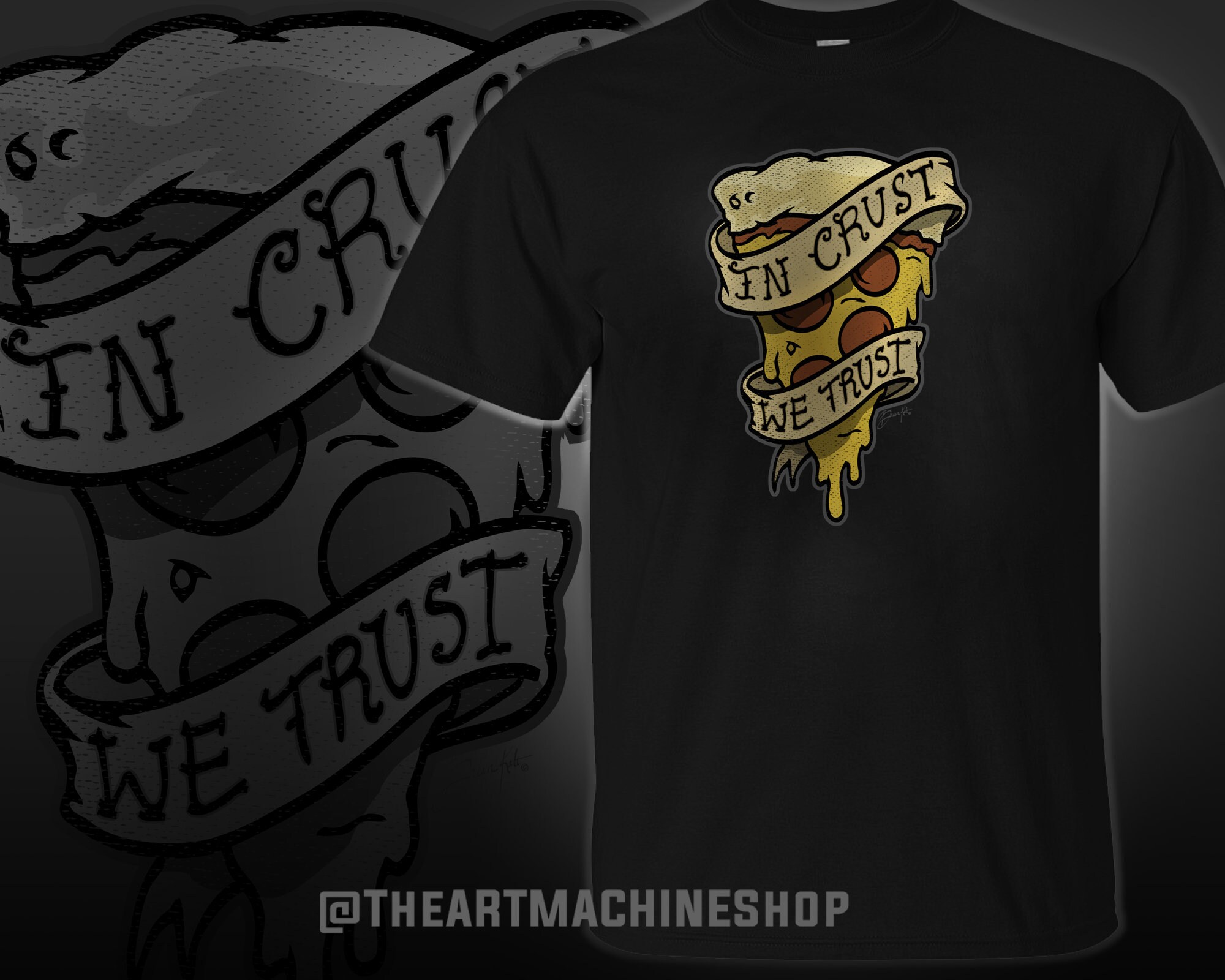 In Crust We Trust .. Pizza Crust Tattoo, Humor 300dpi PNG. Instant ...