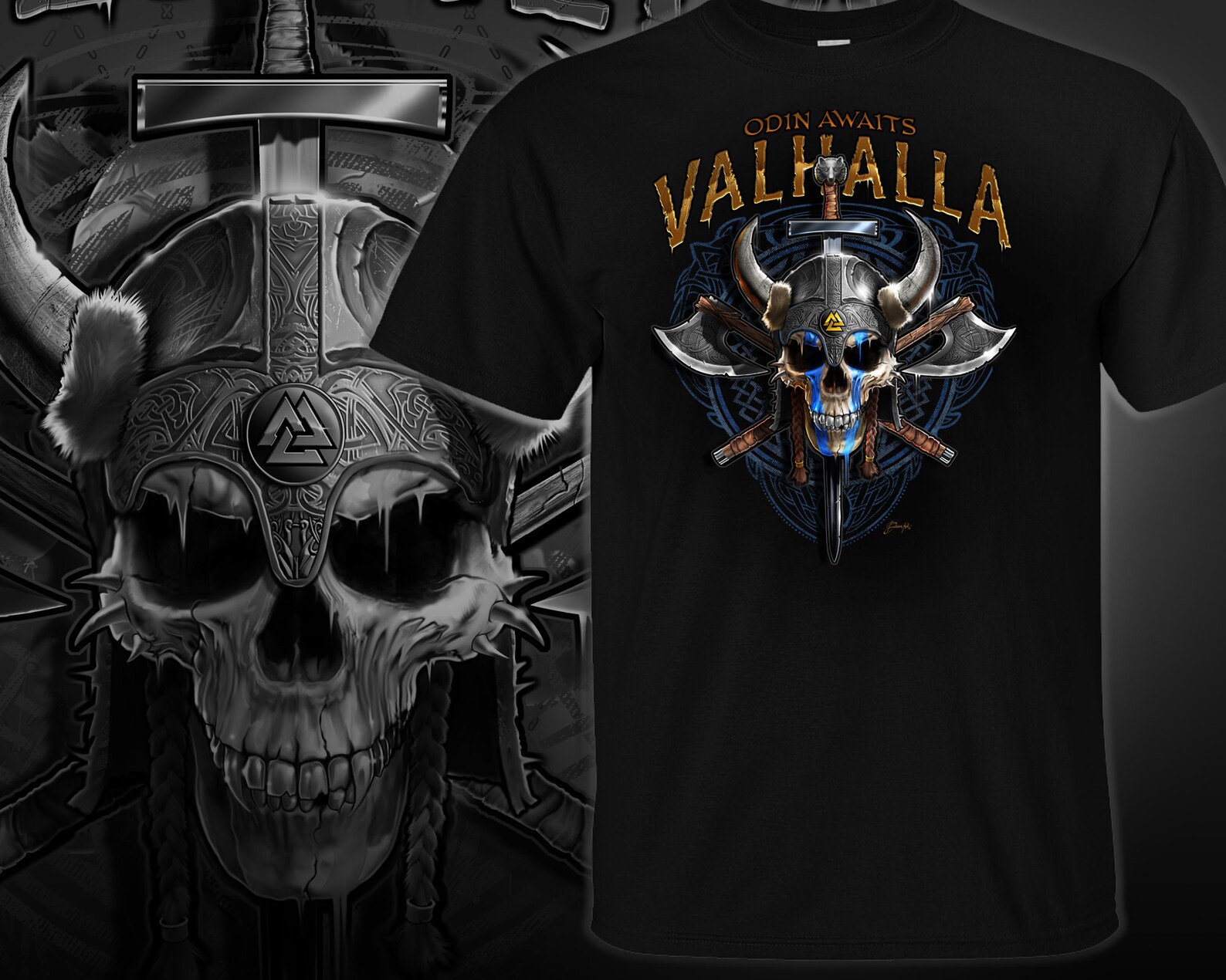 Valhalla Viking Skull Art 300 Dpi PNG -- Motorcycle Skull,biker Skull ...