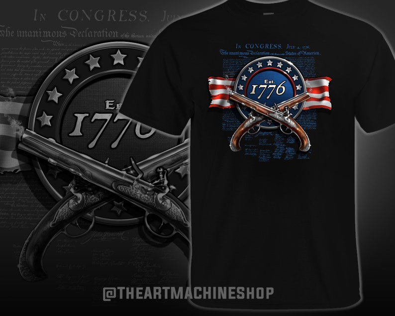 Patriotic 1776 Banner With Flintlock Pistols 300dpi PNG for Instant ...