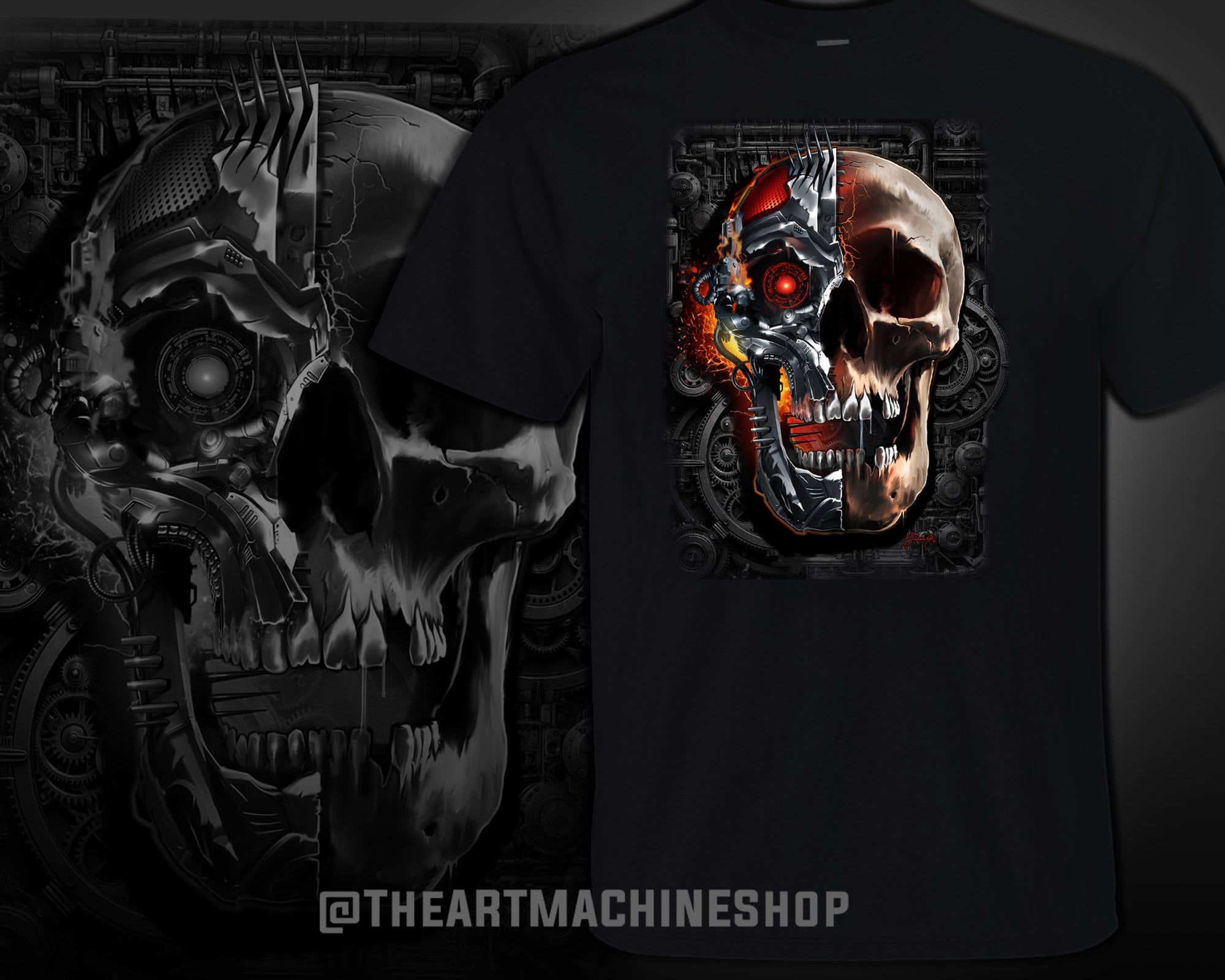 Digital Robot Cyborg Skull, 300ppi PNG, Digital Download, Heat Transfer ...