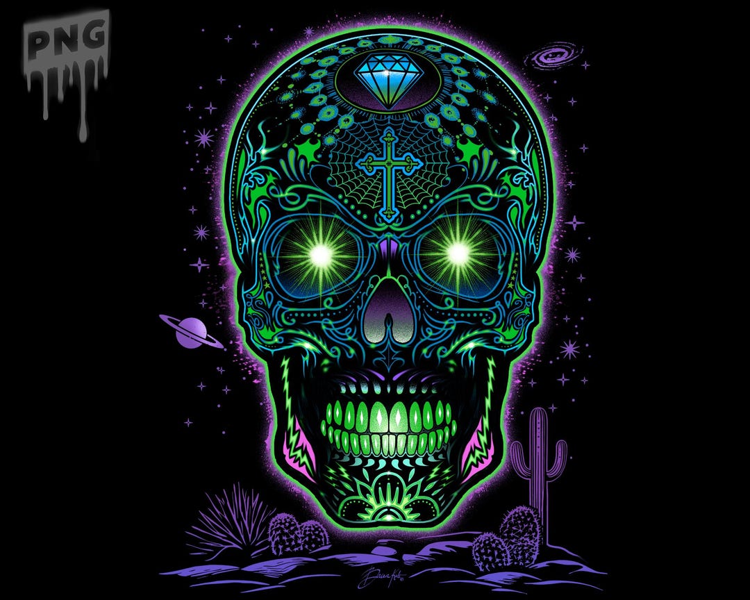 Colorful Skull Png, Digital Download, Sugar Skull 300dpi Png, File ...